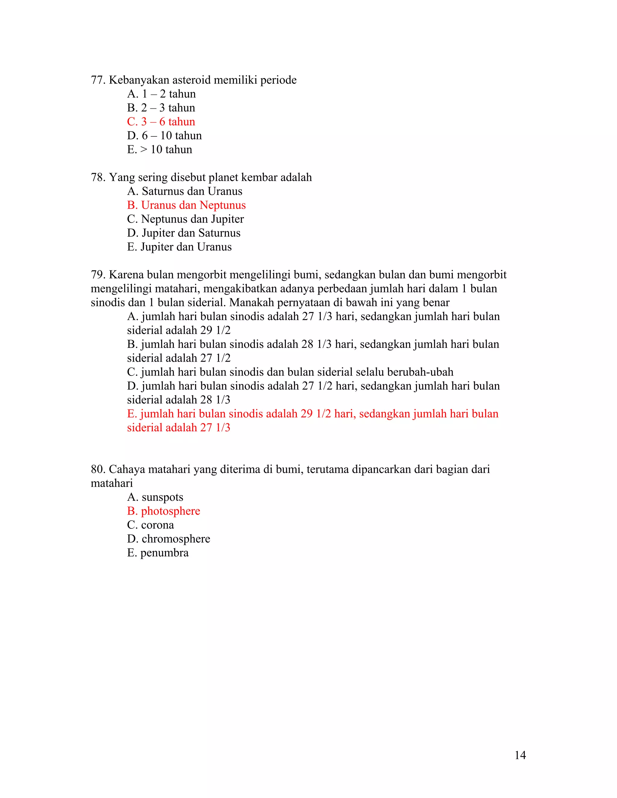 Soal dan Pembahasan OSP Kebumian 2008 | PDF