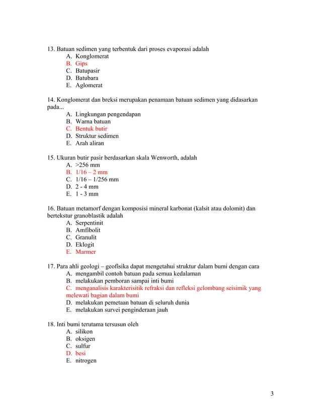 Soal dan Pembahasan OSP Kebumian 2008 | PDF
