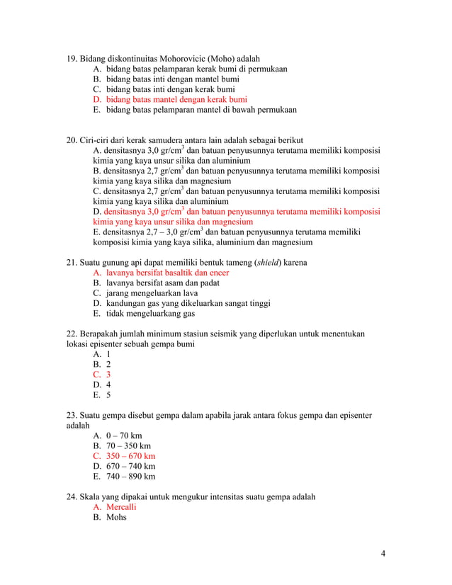 Soal dan Pembahasan OSP Kebumian 2008 | PDF
