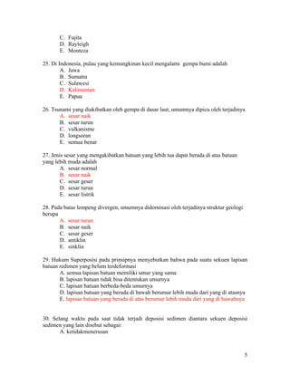Soal dan Pembahasan OSP Kebumian 2008 | PDF