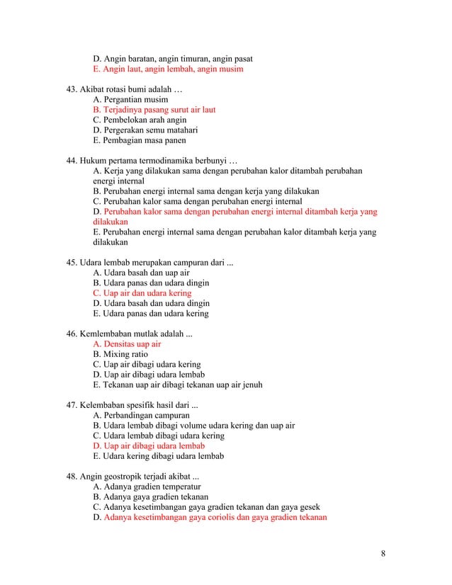Soal dan Pembahasan OSP Kebumian 2008 | PDF