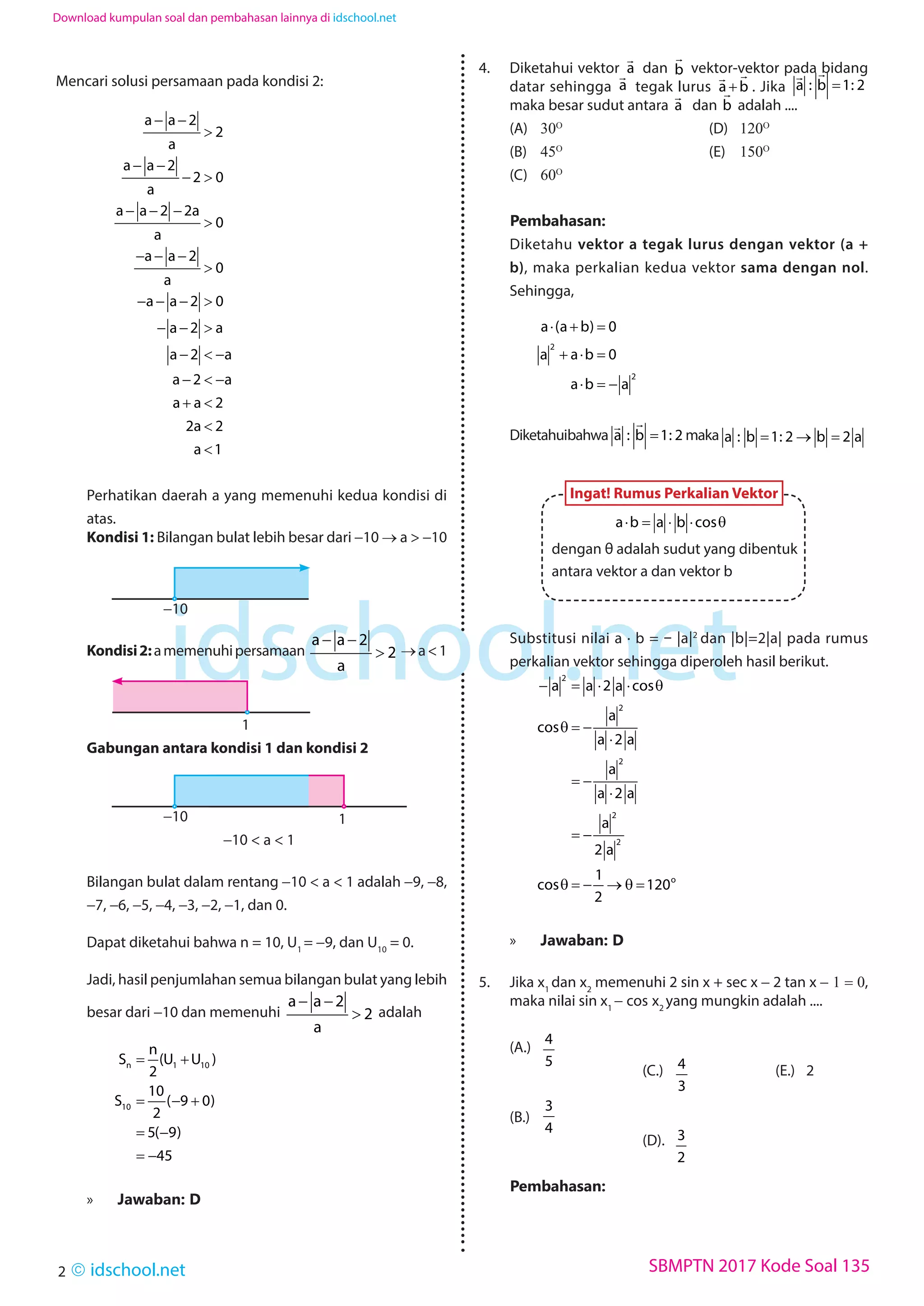 Soal dan pembahasan sbmptn tkd saintek 2017 (Matematika) | PDF