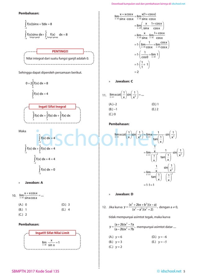 Soal dan pembahasan sbmptn tkd saintek 2017 (Matematika) | PDF