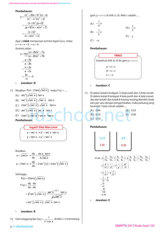 Soal dan pembahasan sbmptn tkd saintek 2017 (Matematika) | PDF