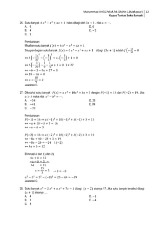 Soal dan pembahasan suku banyak | PDF