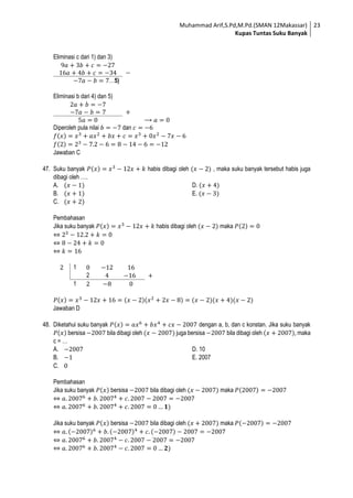 Soal dan pembahasan suku banyak | PDF