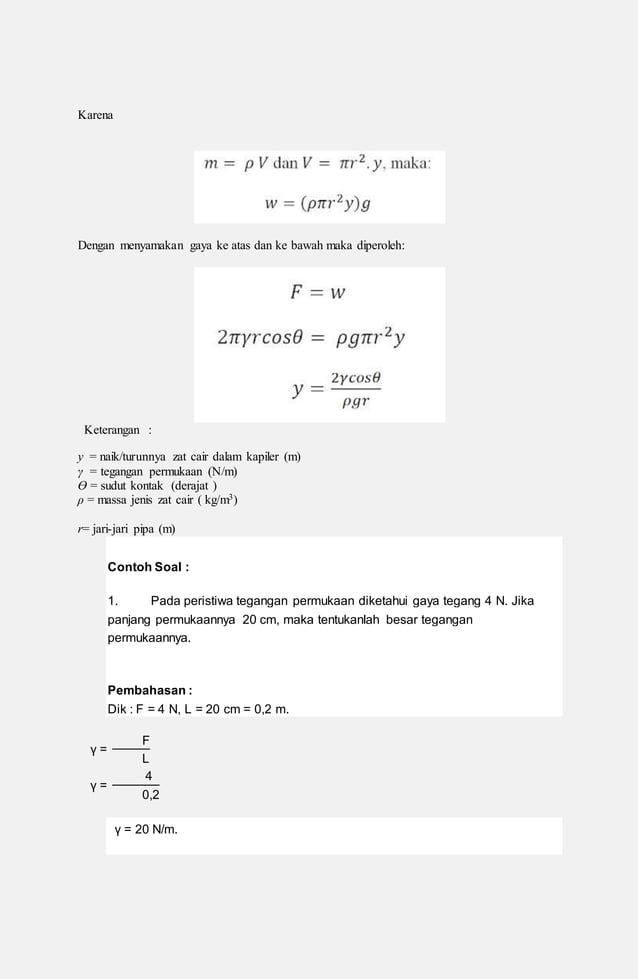 Soal dan pembahasan tegangan permukaan | PDF