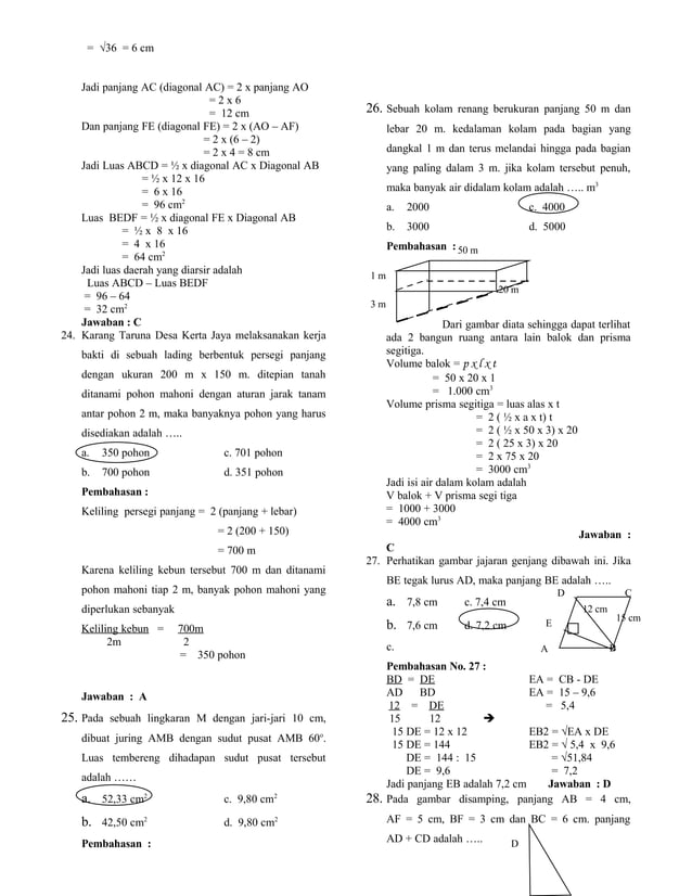 Soal Dan Pembahasan Try Out matematika SMP | DOC