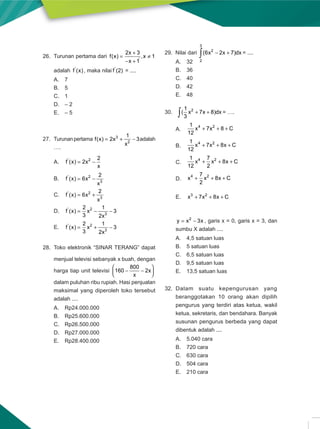 Soal dan pembahasan un matematika sma ips 2012-2013 | PDF