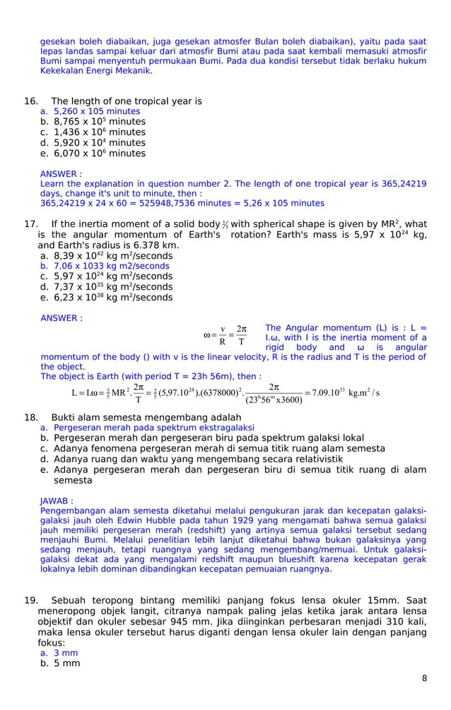 Soal dan solusi osk astronomi 2013 by mariano | PDF