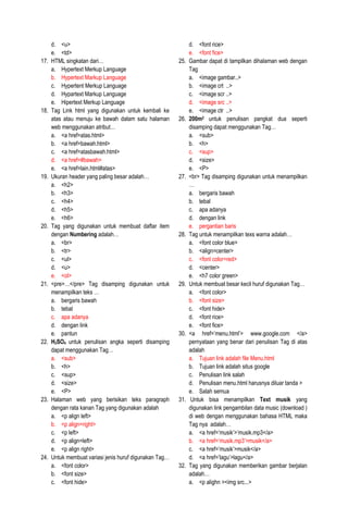 Soal desain web semester genap 2010fix | PDF