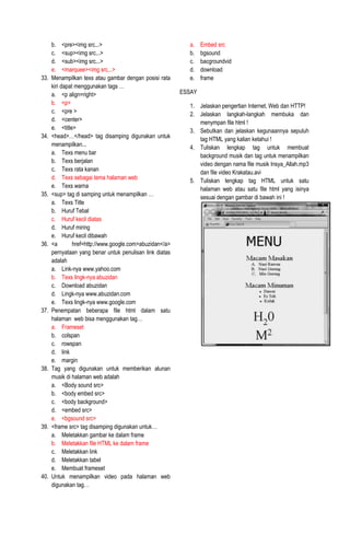 Soal desain web semester genap 2010fix | PDF