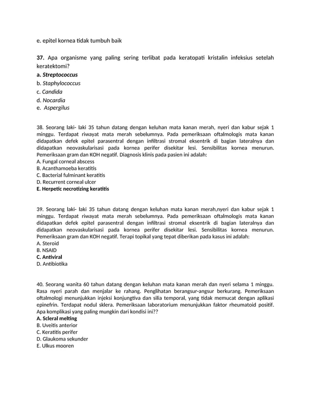 Contoh soal soal ujian masuk residensi mata | DOCX