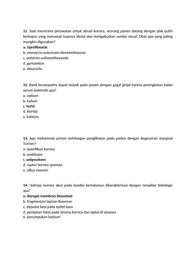 Contoh soal soal ujian masuk residensi mata | DOCX