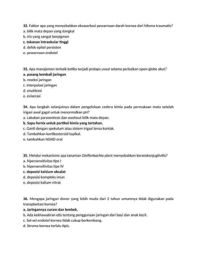 Contoh soal soal ujian masuk residensi mata | DOCX