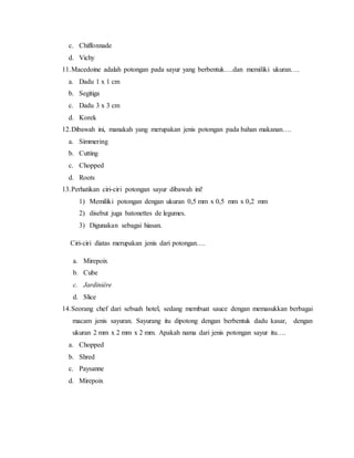 Soal Boga Dasar | DOCX