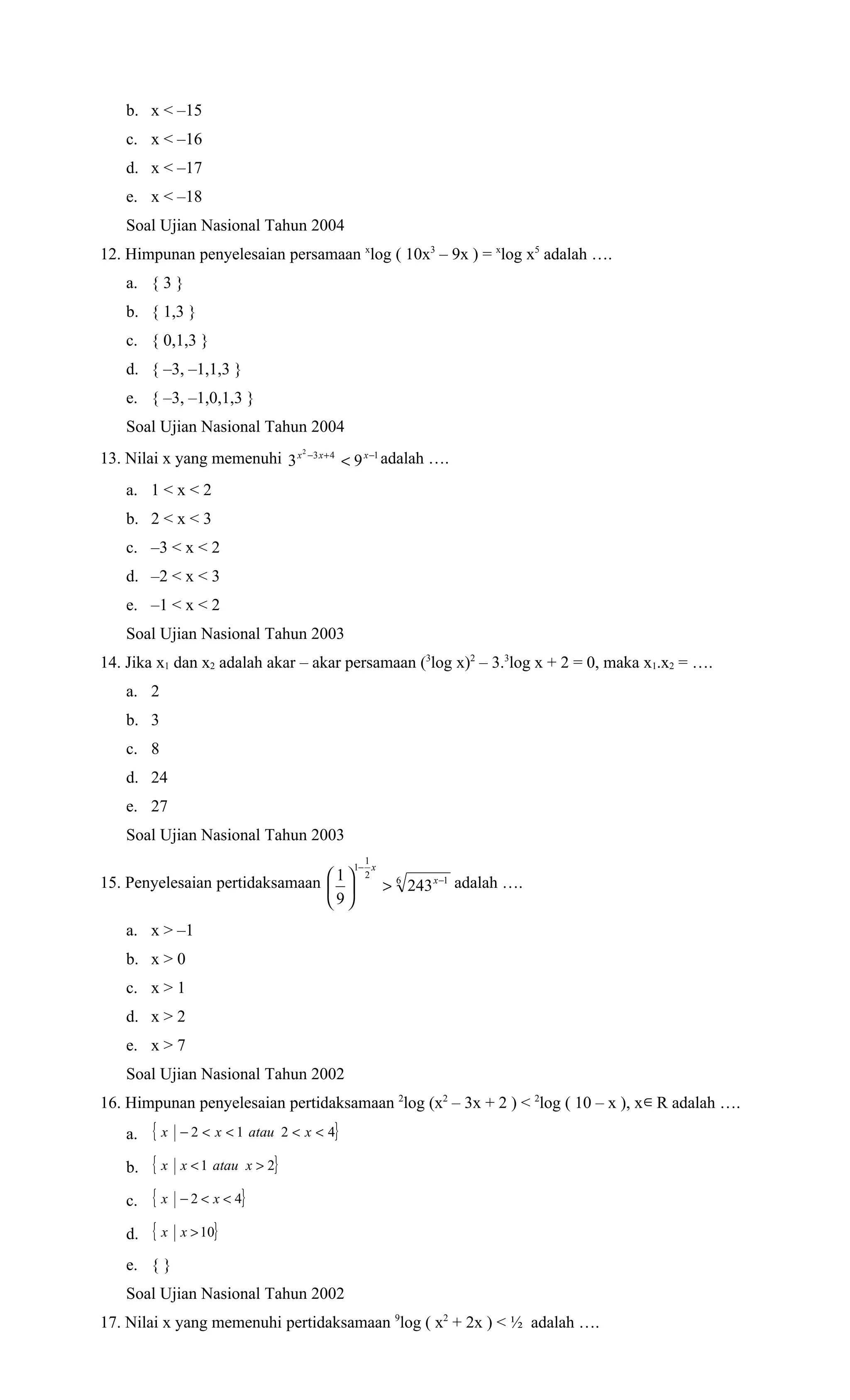 Soal Eksponenlogaritma Pdf