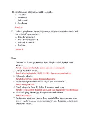 Contoh soal enzim | DOCX