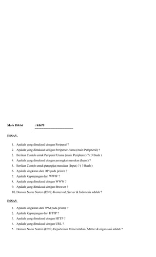 Soal essay audio video kumpulan | DOC