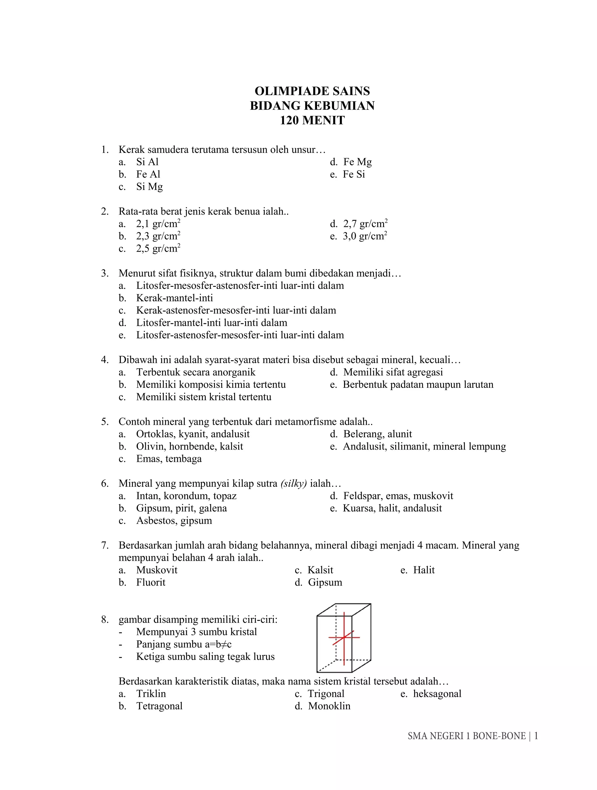 Soal OSN SMAN 1 BONE-BONE | PDF