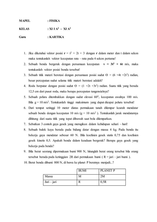 Soal fisika | DOCX