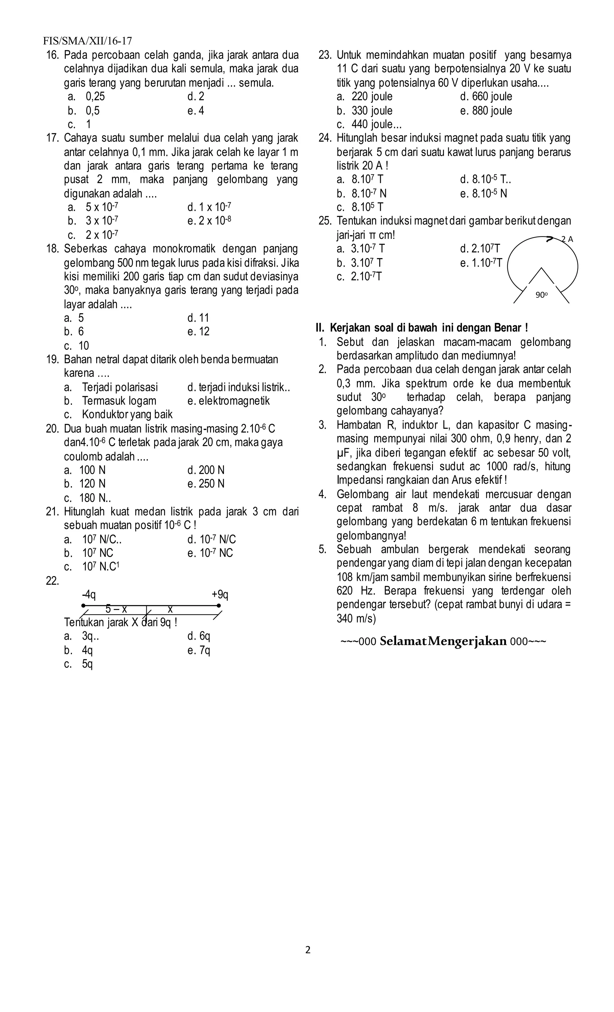 Soal fisika xii 16 17 | PDF