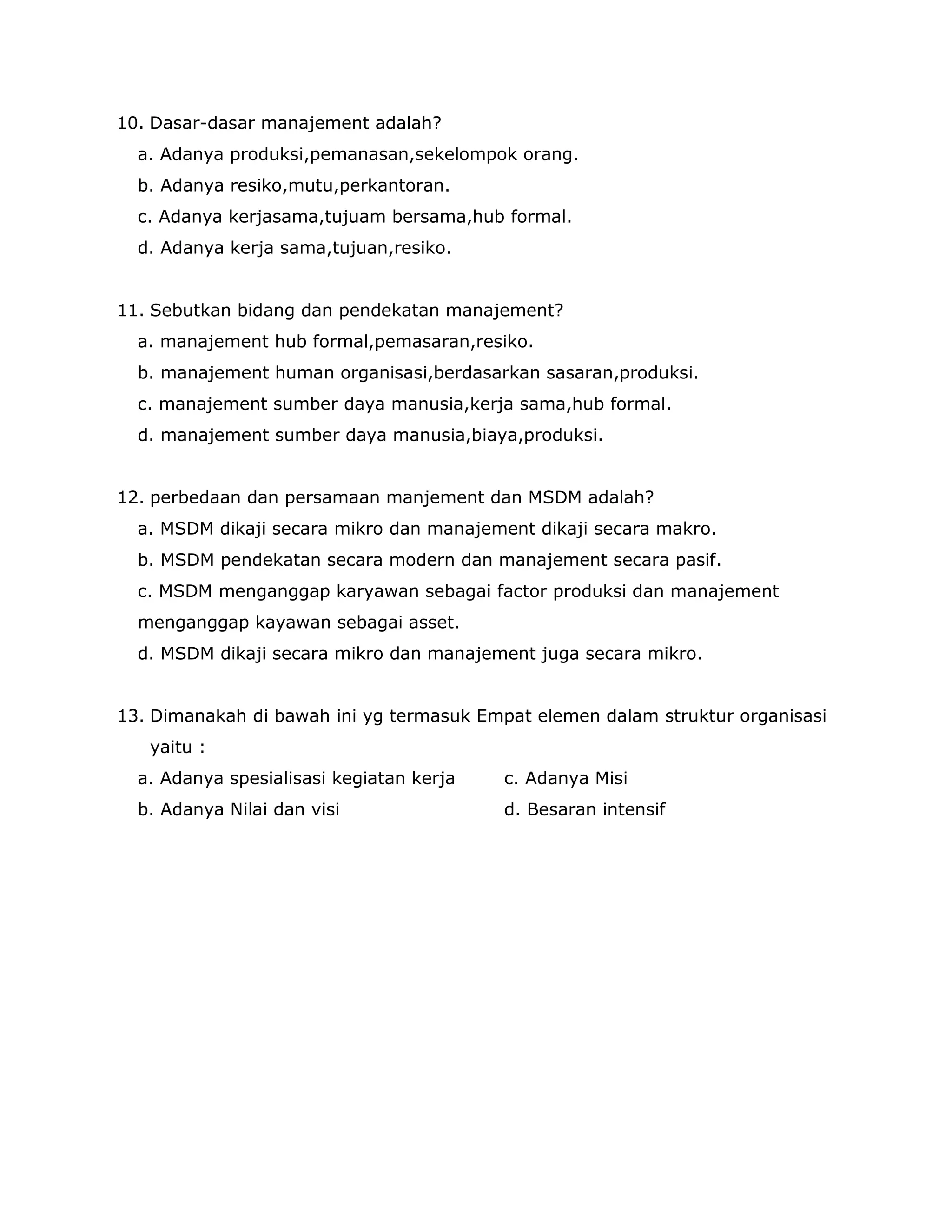 Contoh Soal dan Jawaban untuk MSDM | DOCX