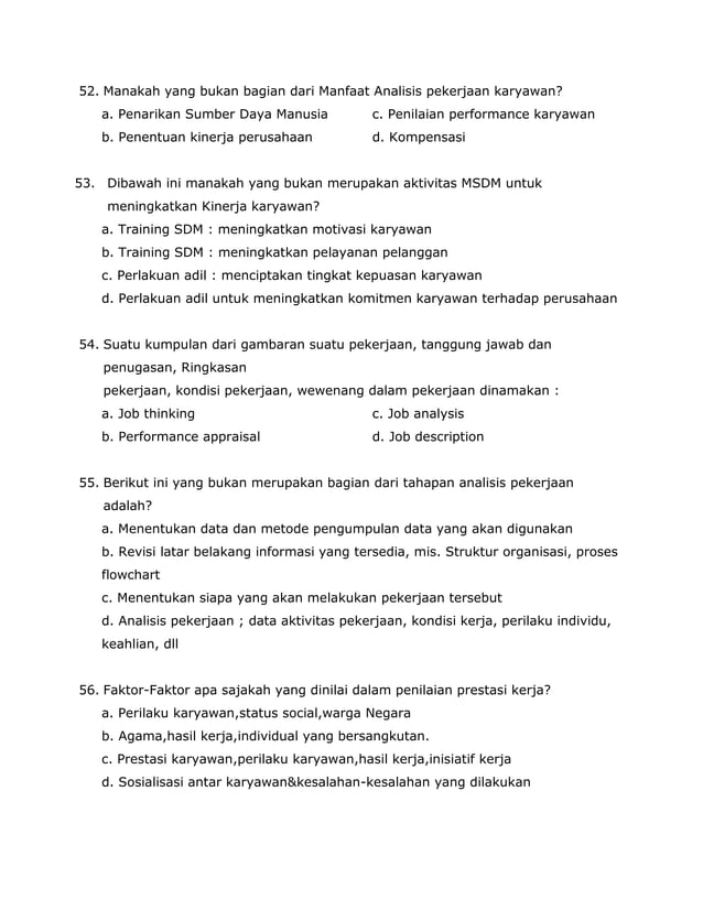 Contoh Soal dan Jawaban untuk MSDM | DOCX