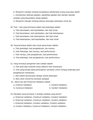 Contoh Soal dan Jawaban untuk MSDM | DOCX