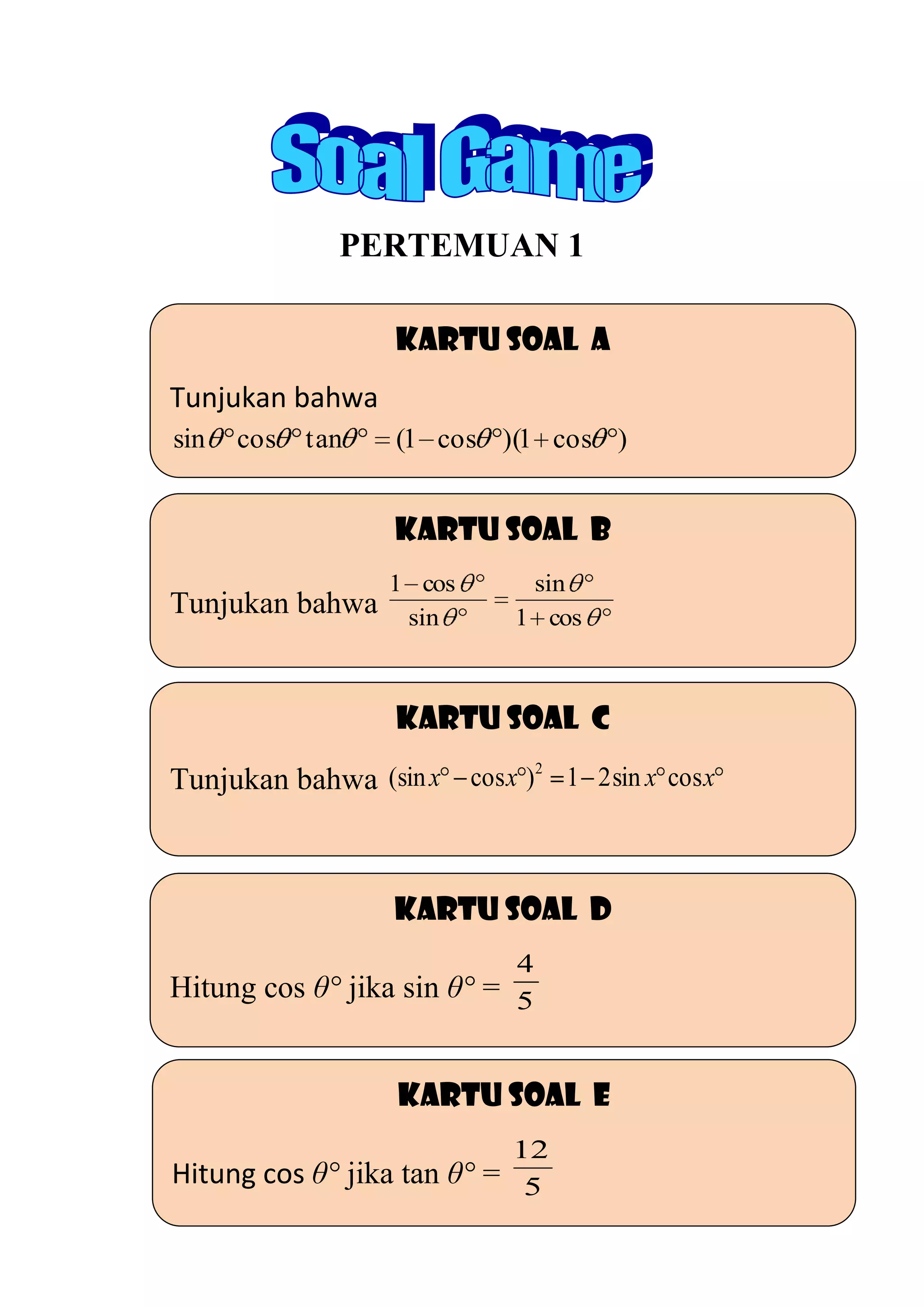 Soal games pertemuan 1 | DOCX