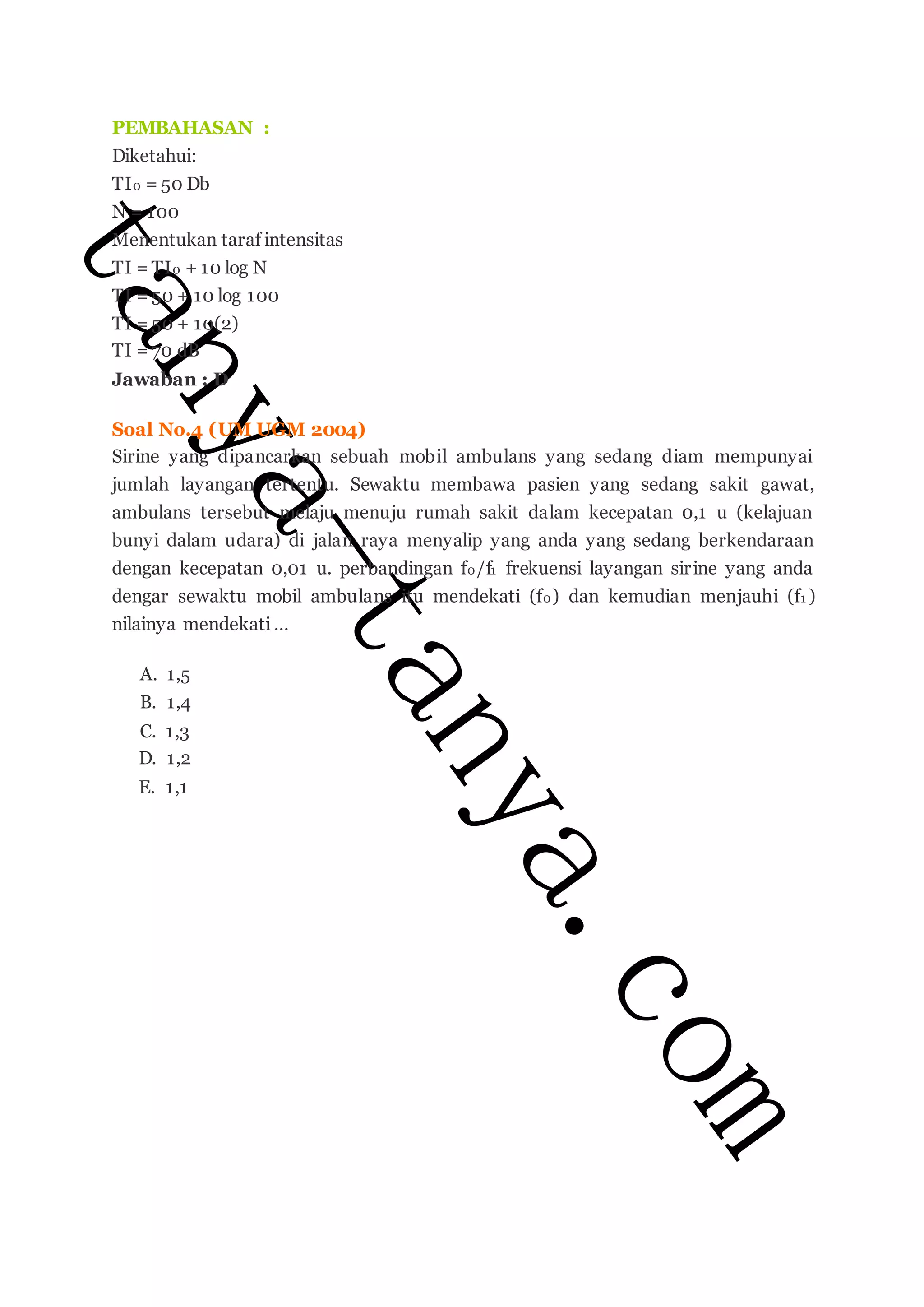 Soal gelombang bunyi | PDF