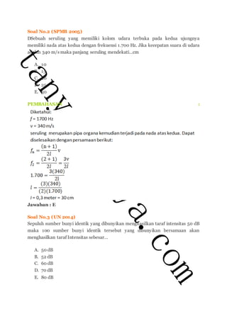Soal gelombang bunyi | PDF
