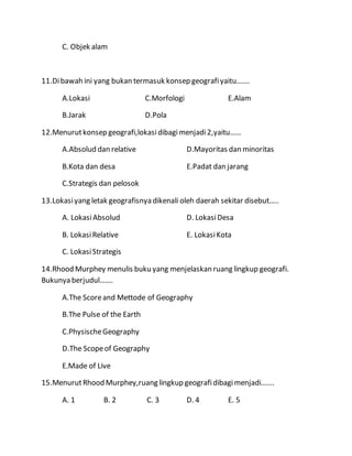 Kumpulan soal Geografi SMA Kelas X | DOCX