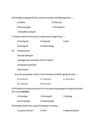 Kumpulan soal Geografi SMA Kelas X | DOCX