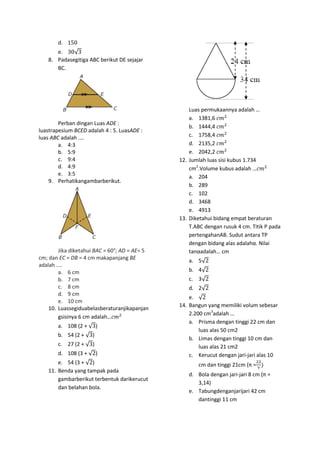 Soal geometri dimensi dua dan tiga | DOCX