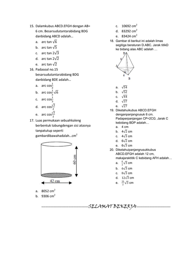 Soal geometri dimensi dua dan tiga | PDF
