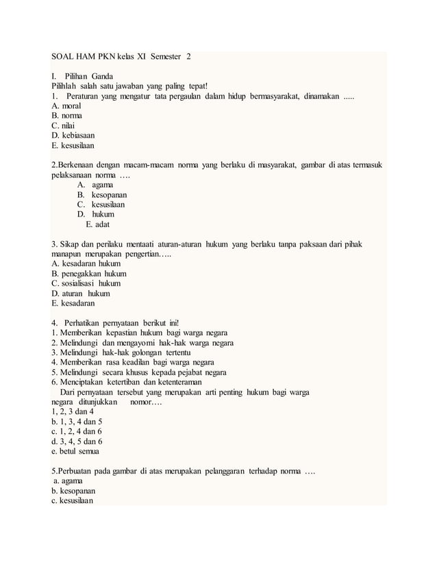 Soal ham pkn kelas xi | PDF