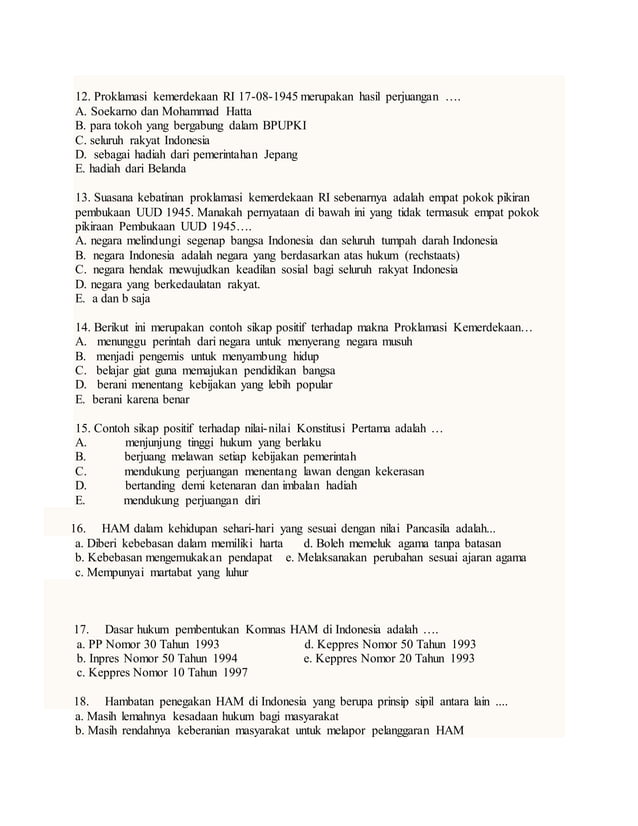 Soal ham pkn kelas xi | PDF