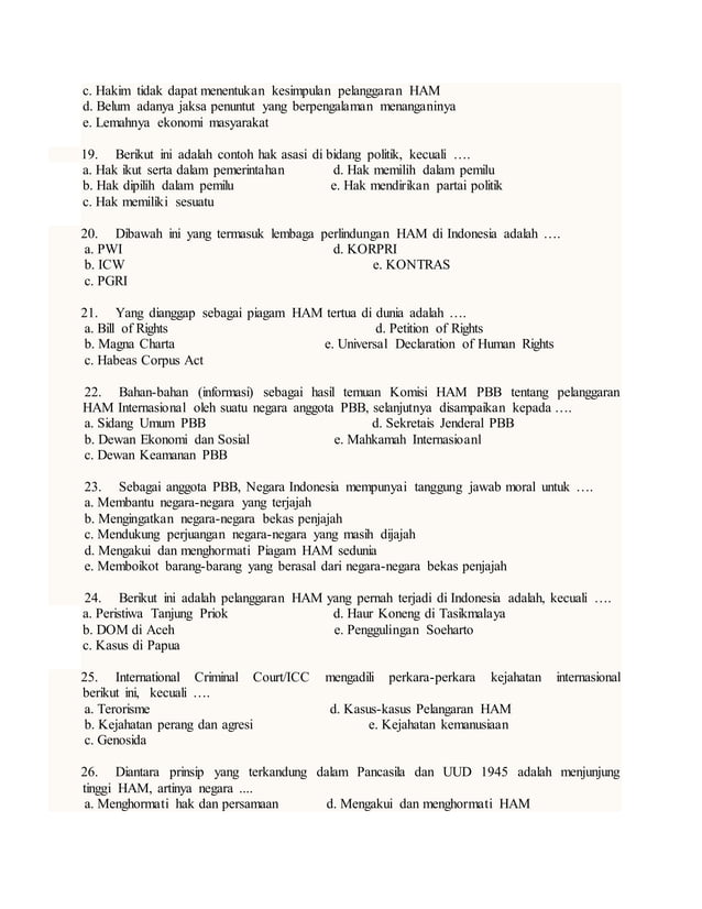 Soal ham pkn kelas xi | PDF