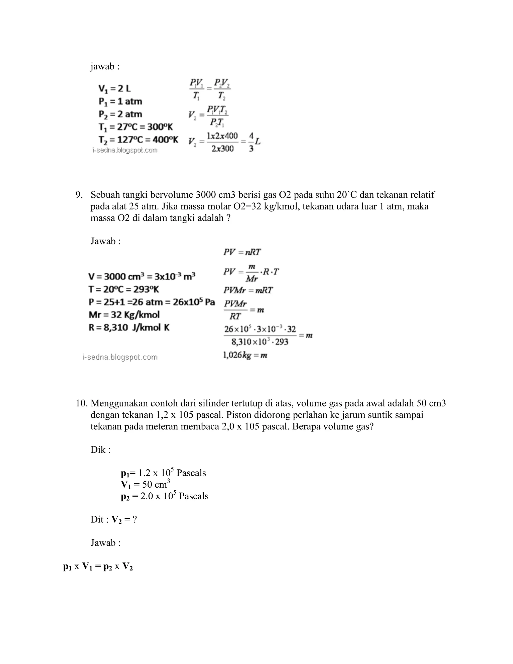 kumpulan soal hukum-hukum gas | DOCX