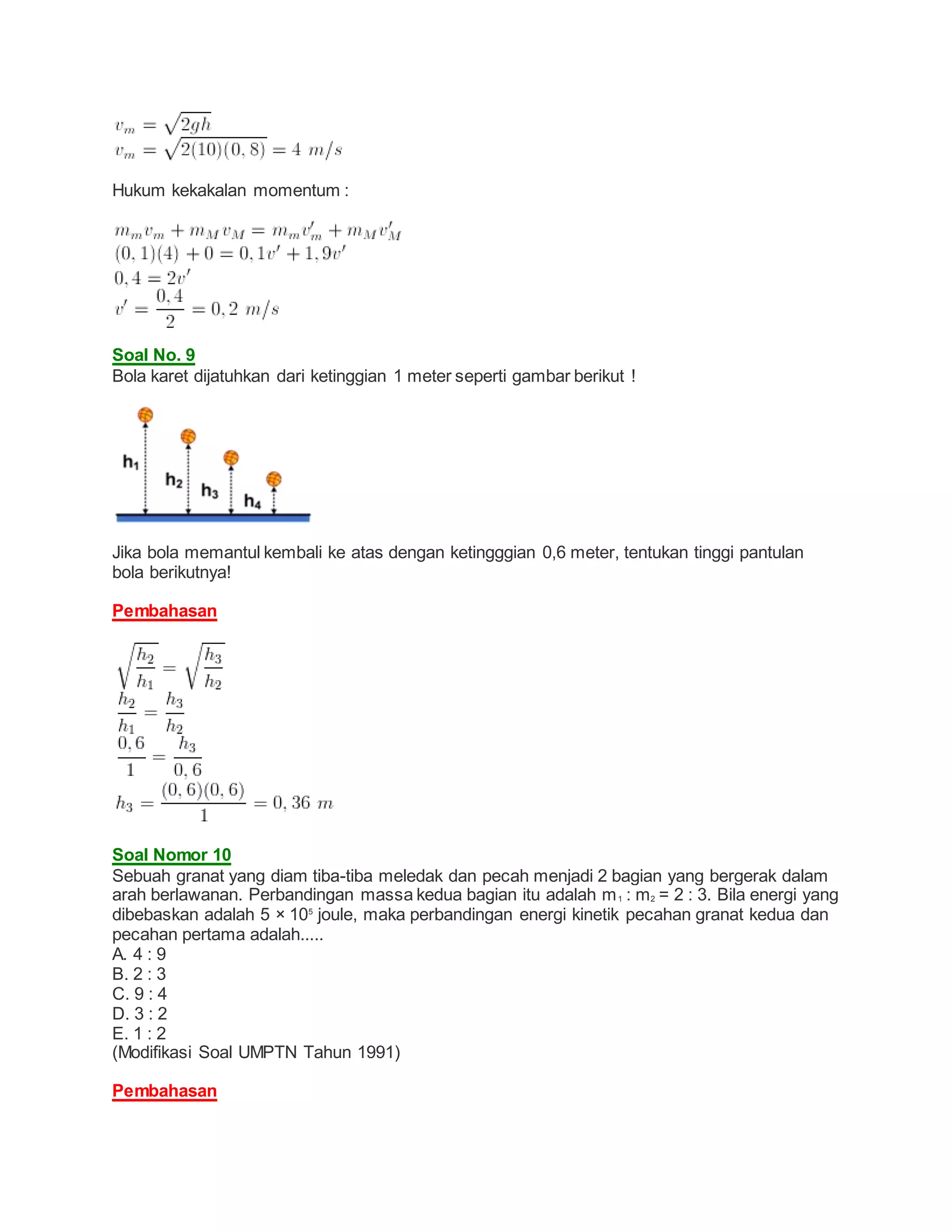 Soal impuls dan momentum | PDF