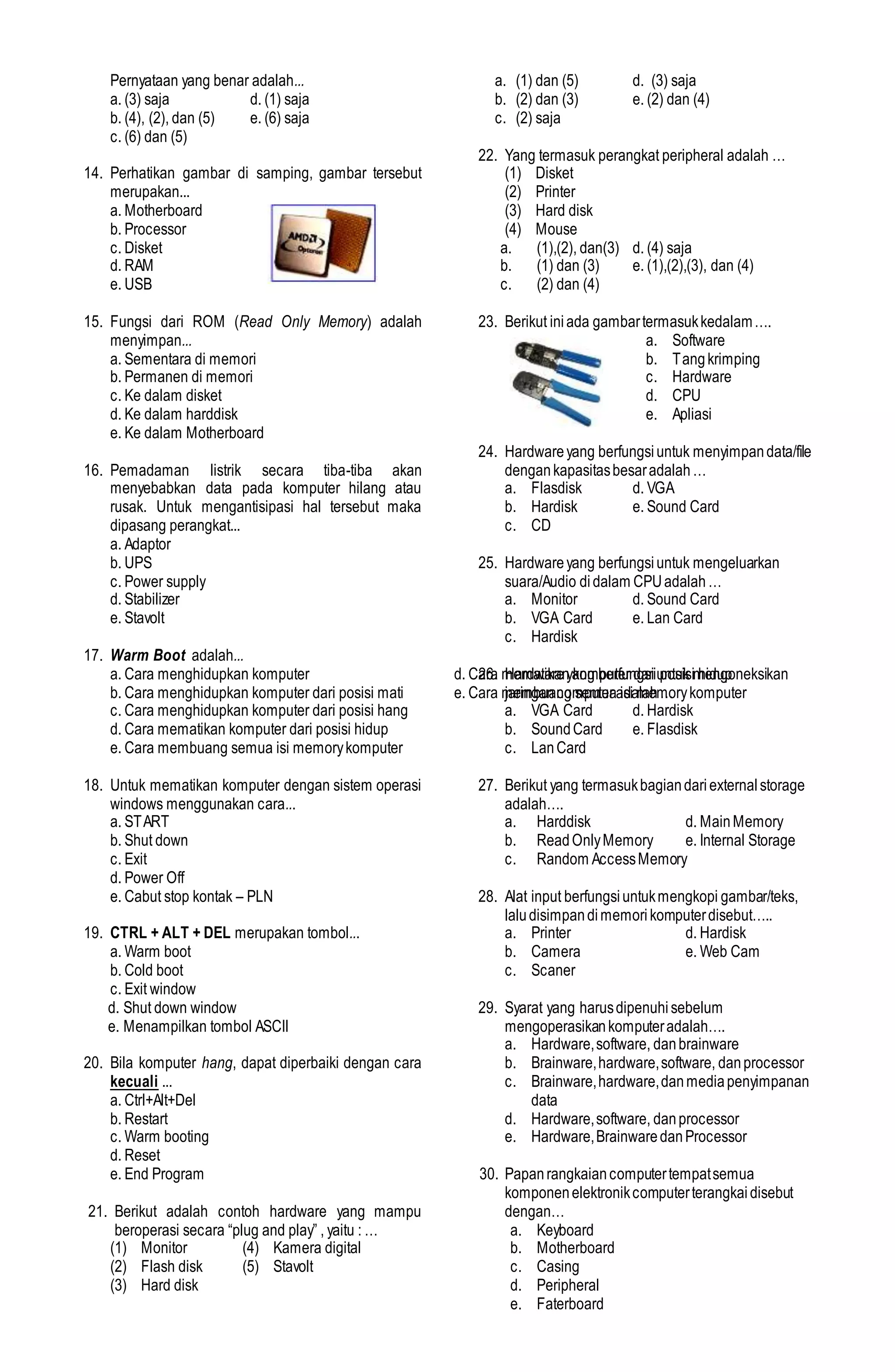 Soal instalasi komputer s 1 | DOCX