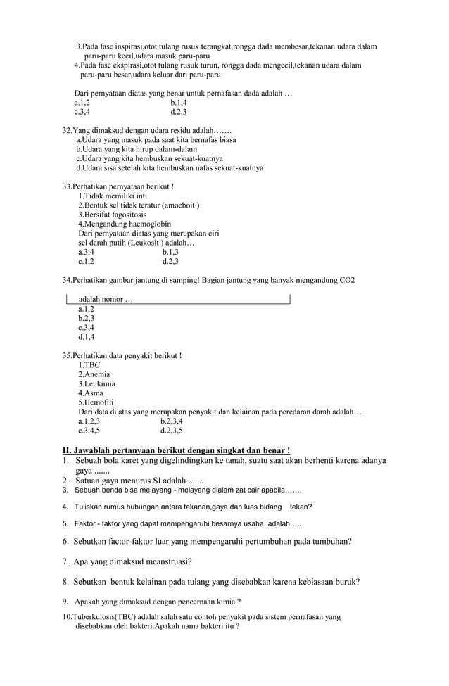 Soal UJIAN KENAIKAN KELAS (UKK) IPA SMP kelas 8 smt 2- | PDF