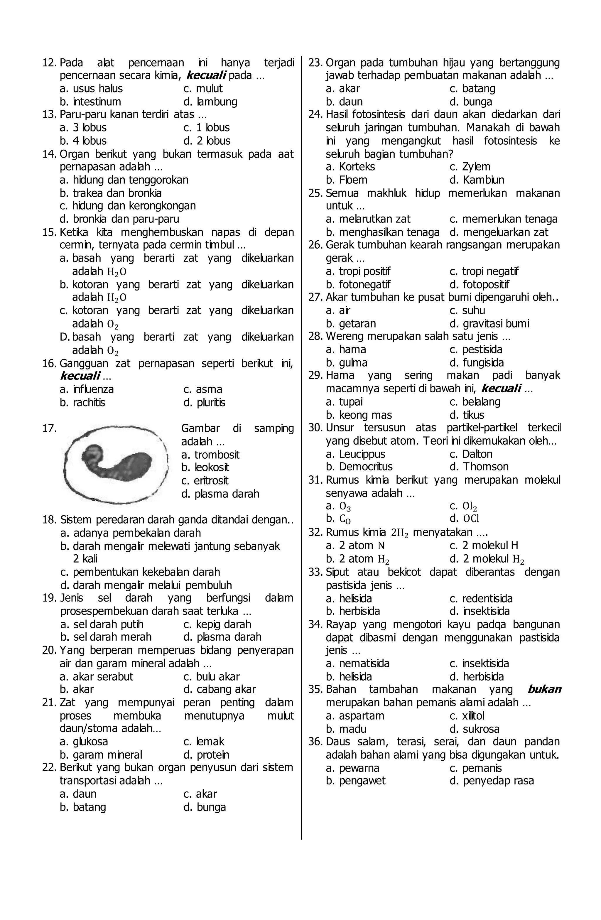 Soal ipa ulum 2015 kls viii | PDF