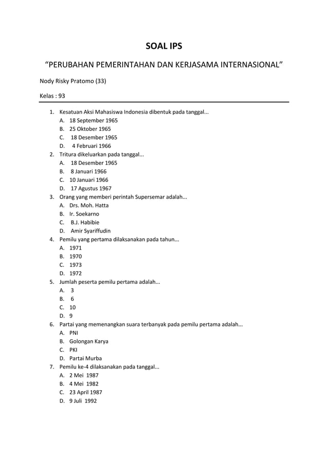 PERUBAHAN PEMERINTAHAN DAN KERJASAMA INTERNASIONAL | DOCX