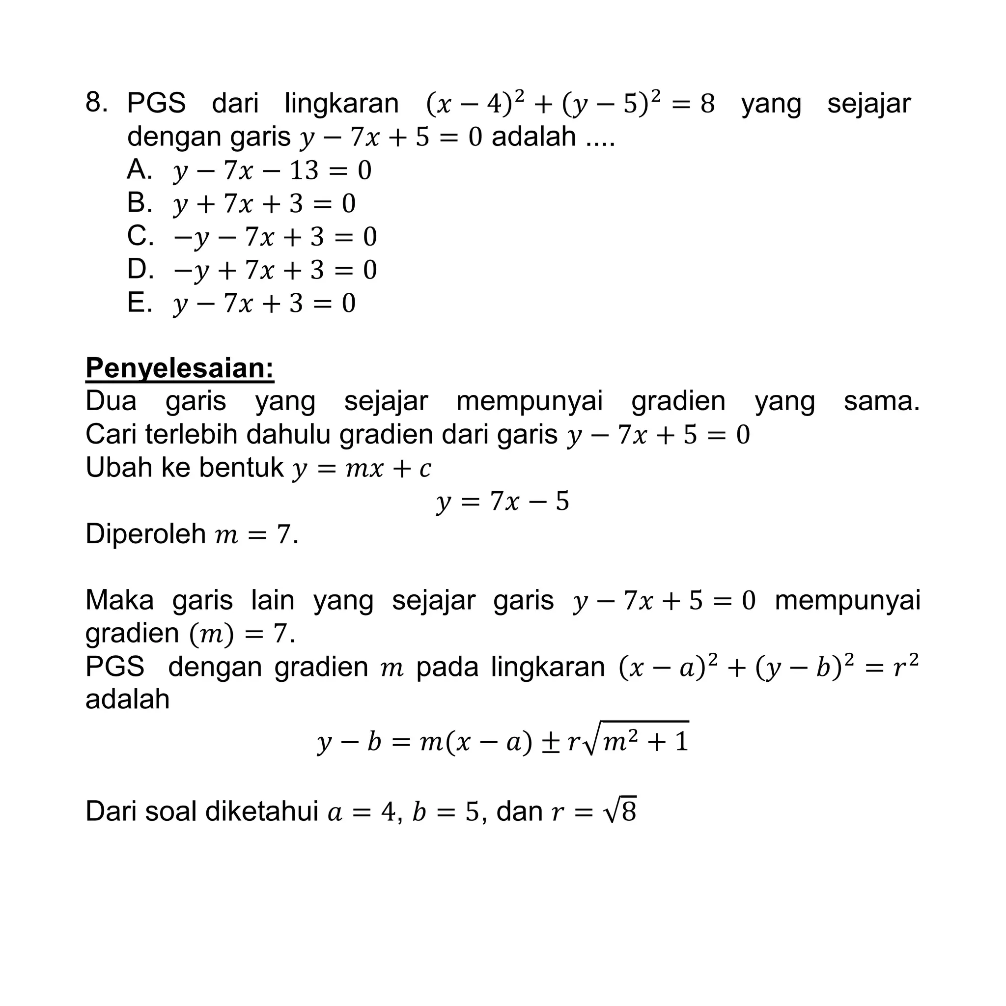 Soal irisan kerucut dan pembahasannya | PDF