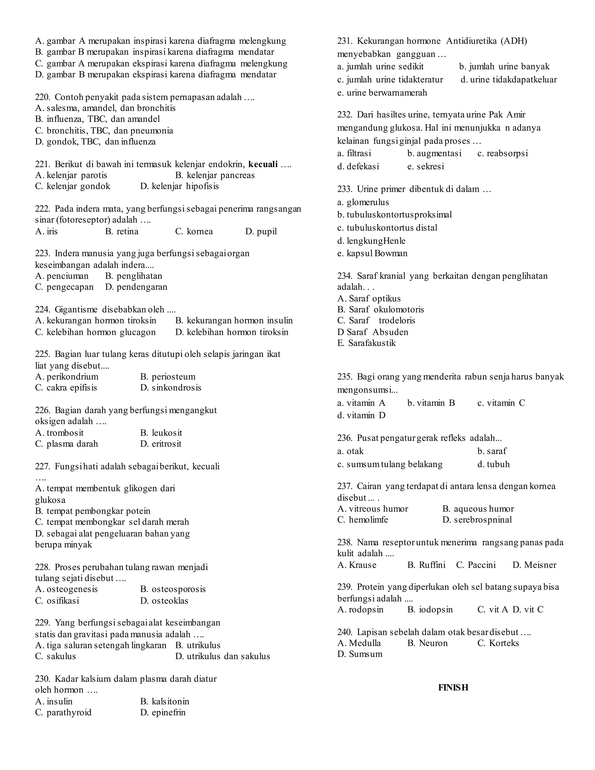Soal latihan ITM (Ilmu Tubuh Manusia) | DOCX