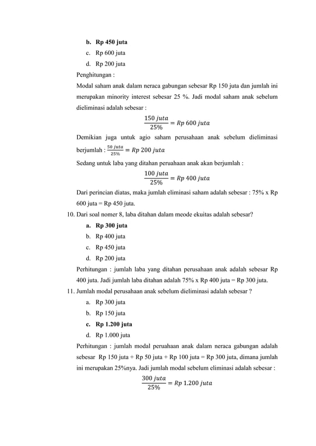 Soal jawab akuntansi lanjutan 2 | DOCX