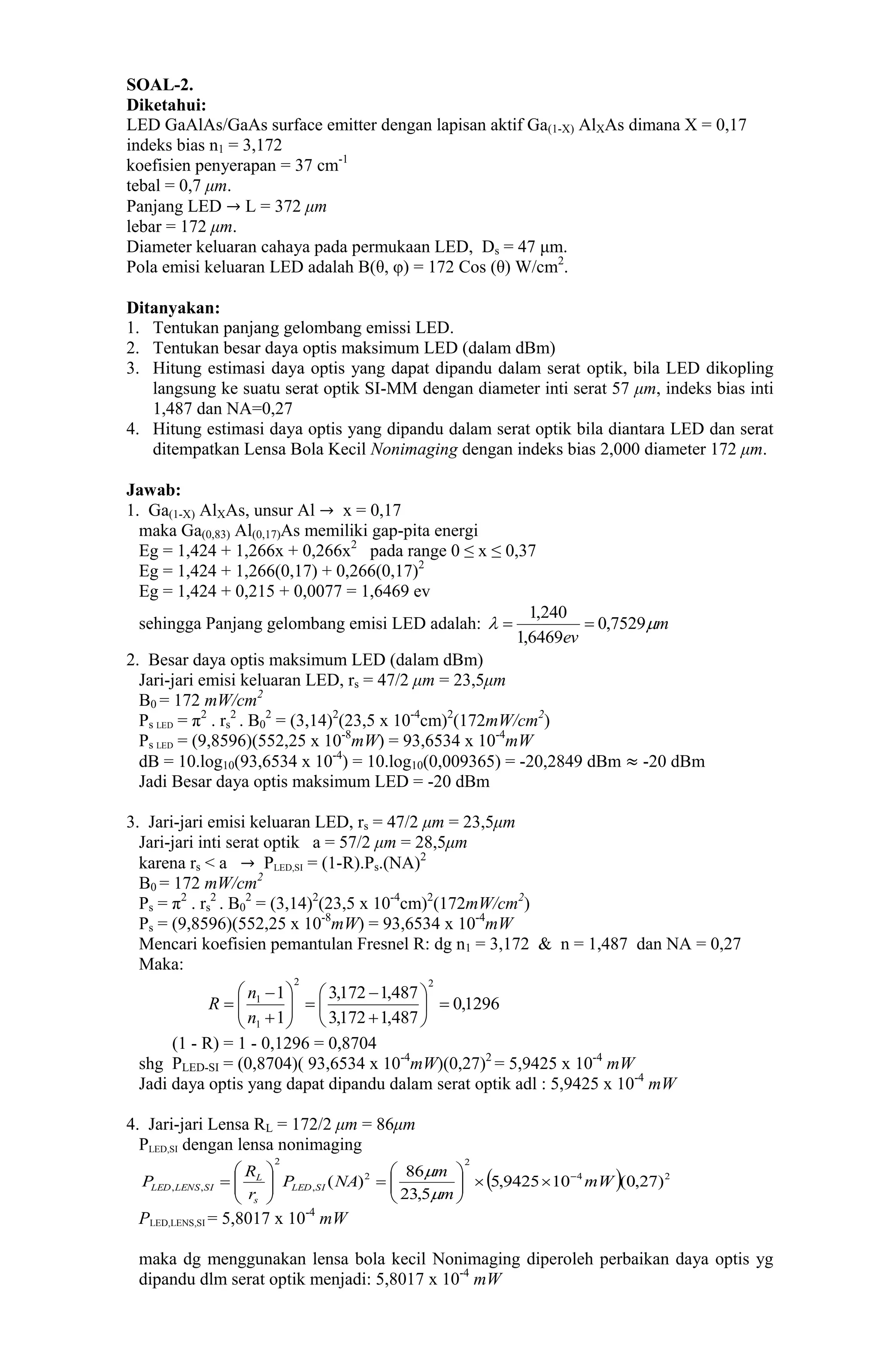 Soal jawab Sistem Komunikasi Serat Optik | PDF