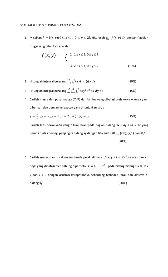 Soal kalkulus 3 | PDF